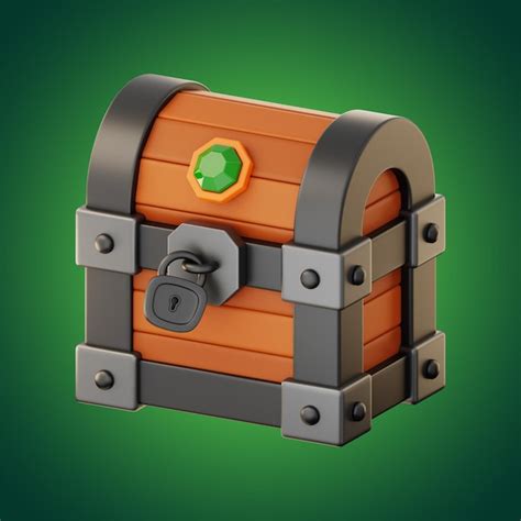 Icône De Coffre Au Trésor De Jeu Premium Rendu 3d Sur Fond Isolé