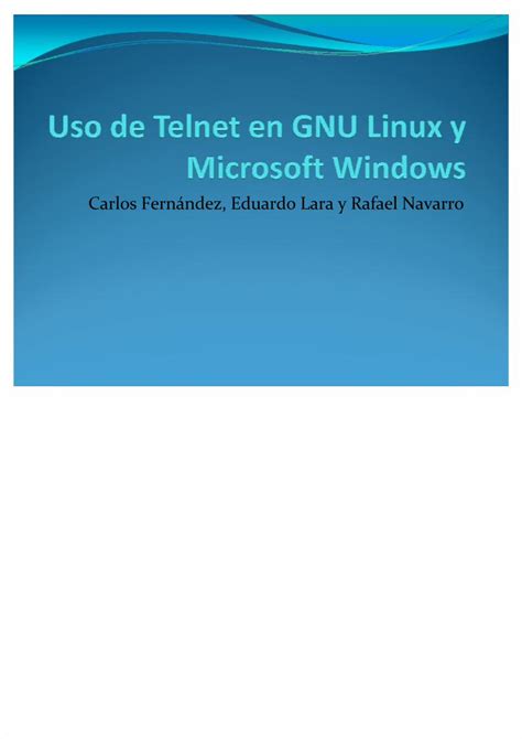 PDF Uso De Telnet En GNU Linux Y Microsoft DOKUMEN TIPS