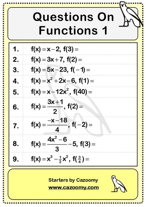 graph functions worksheet