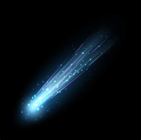 Estrella Fugaz Luz Azul Realista Que Cae Cometa Espacial Vector Premium