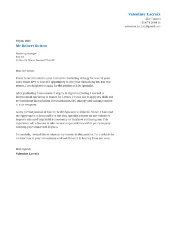 Lettre De Motivation En Anglais Avec Exemples OnlineCV