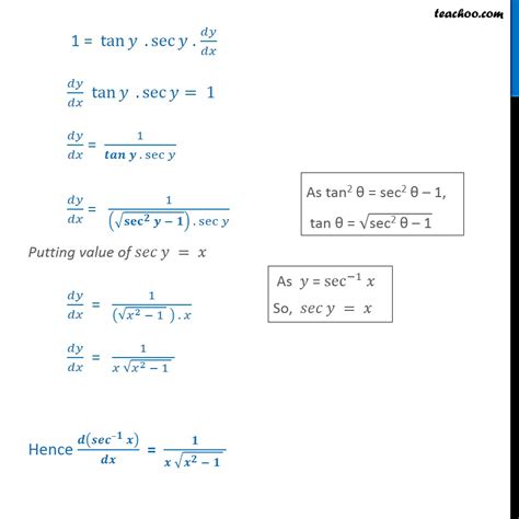 derivative of sec 1 x sec inverse x teachoo finding derivative o