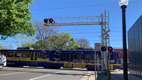 SACRT 117 Blue Line Light Rail Train Outbound T Street Railroad