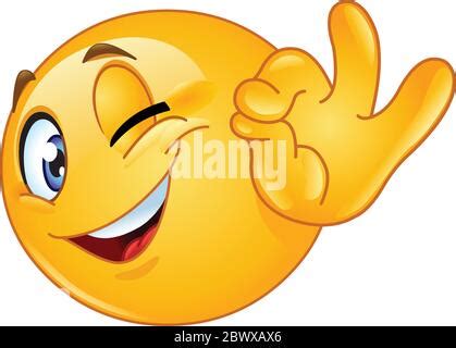 Fröhliches Emoji Emoticon das zwinkert und den Daumen nach oben zeigt
