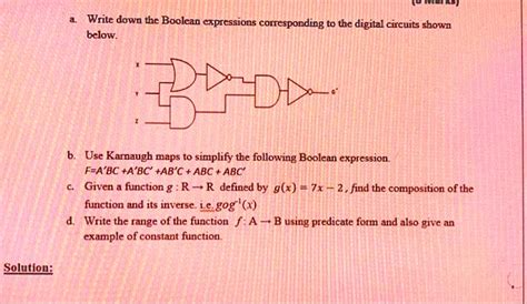 solved write down the boolean expressions corresponding to the digital circuits shown below