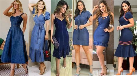 Espectaculares Vestidos De Mezclilla Denim De Moda Combina Con