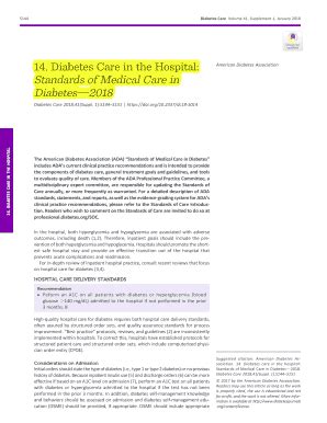 Fillable Online Care Diabetesjournals 14 Diabetes Care In The Hospital
