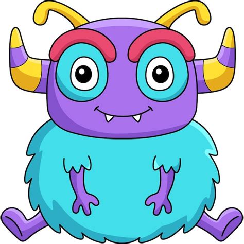 Sentado Monstruo Dibujos Animados Color Clipart Vector Premium