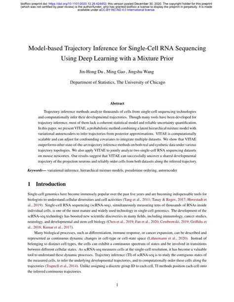 model based trajectory inference for single cell rna sequencing using deep learning with a
