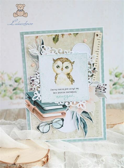 kartka na zakończenie roku szkolnego z sową 8 gotowa HandMade
