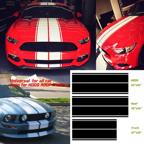 Amazon Universal Fit For All Cars 1Set 3Pairs Vinyl Racing Stripe