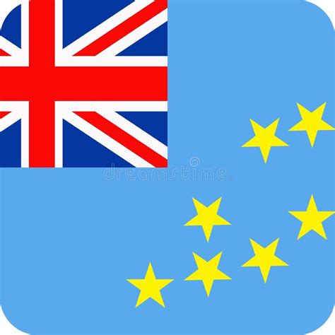 Icono Plano Del Cuadrado Del Vector De La Bandera De Tuvalu Stock De