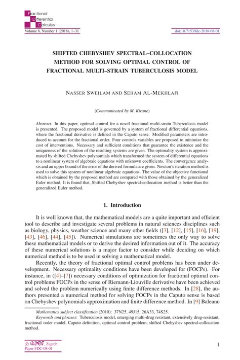pdf shifted chebyshev spectral collocation method for solving optimal control of fractional