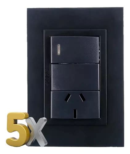 Llave De Luz Armado Punto Y Toma Negro Kalop Zen Basic