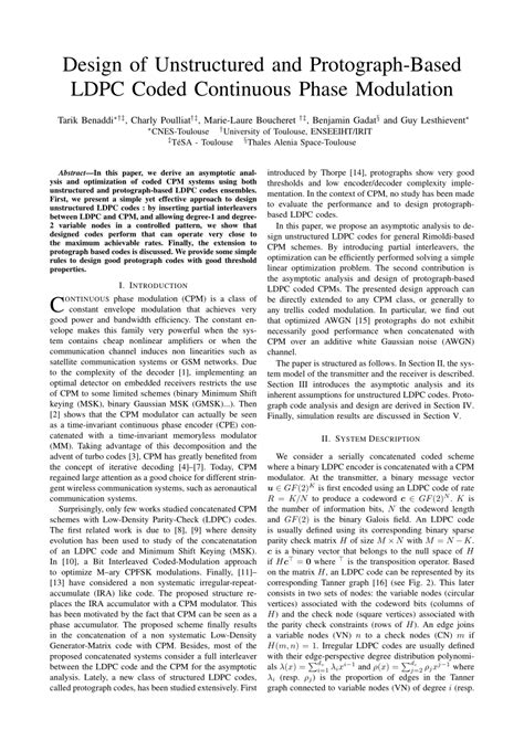 pdf design of unstructured and protograph based ldpc coded continuous phase modulation