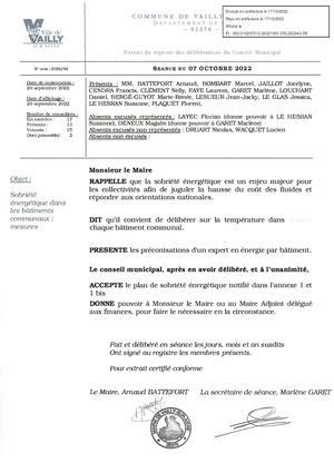 Calaméo délibération du Conseil Municipal octobre 2022