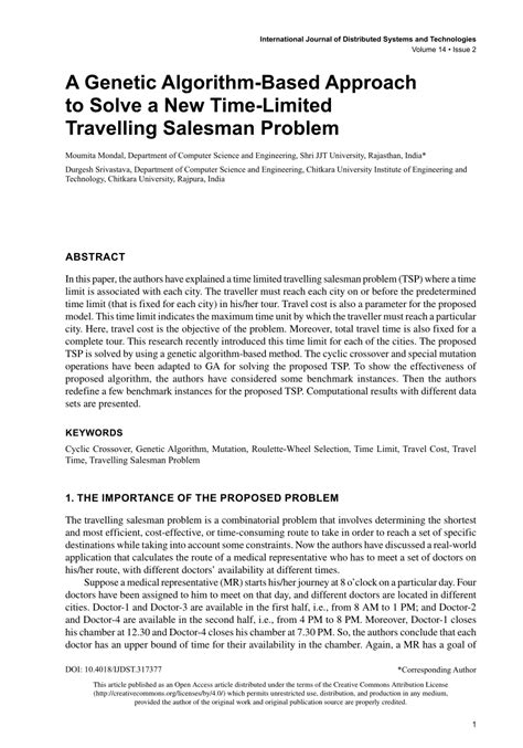 pdf a genetic algorithm based approach to solve a new time limited travelling salesman problem