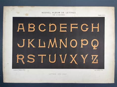 ANCIENNE PLANCHE ABÉCÉDAIRE Modèle de Lettres Police pour Peintre en