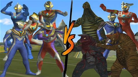 ULTRAMAN TIGA VS GOLZA DYNA VS REDKING GAIA VS AGUL AGUL VS GOMORA