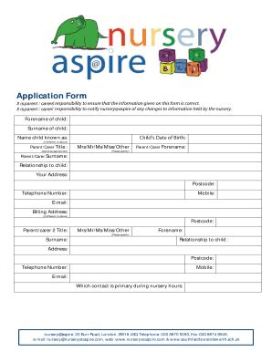 Fillable Online Application Form Welcome To Nursery Fax Email Print