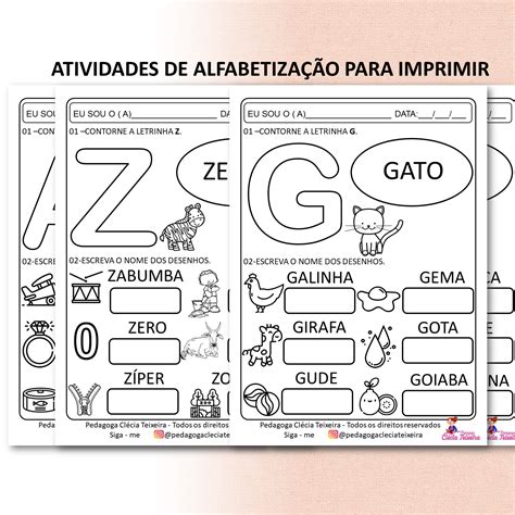 Atividades de alfabetização para imprimir Clécia Teixeira