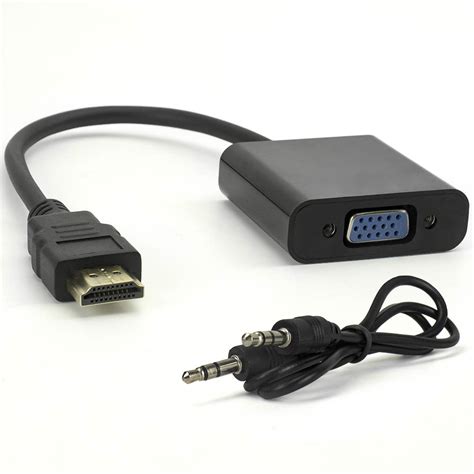 Cabo Conversor HDMI Macho para VGA Fêmea Áudio Auxiliar P2 Apolum