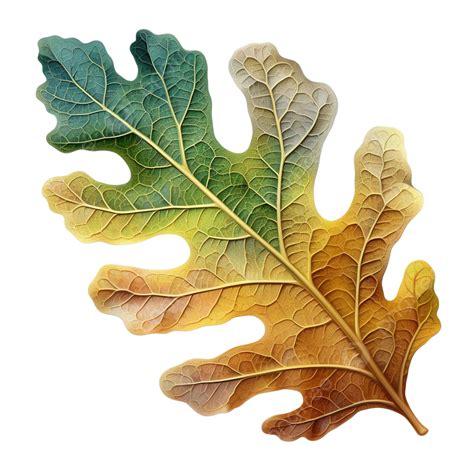 Half Dry Green Oak Leaf Generative Ai Generated Leaf Oak Foliage Png
