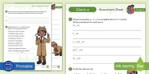 Grade Phonics Silent E Assessment Sheet Teacher Made
