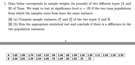 solved 1 data below corresponds to sample weights in