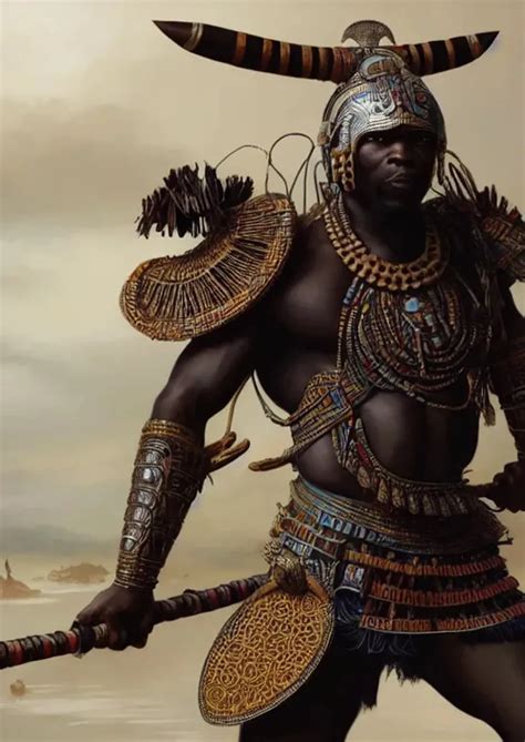 Zulu Warrior In Intricate African Armor Africa Back OpenArt