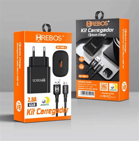 Kit Carregador HREBOS 2 8A V8 HS 398V Maxx Acessórios