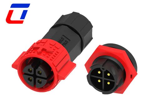 Female Cable Round 4 Pin Waterproof Wire Connector Panel Mount M19 Push