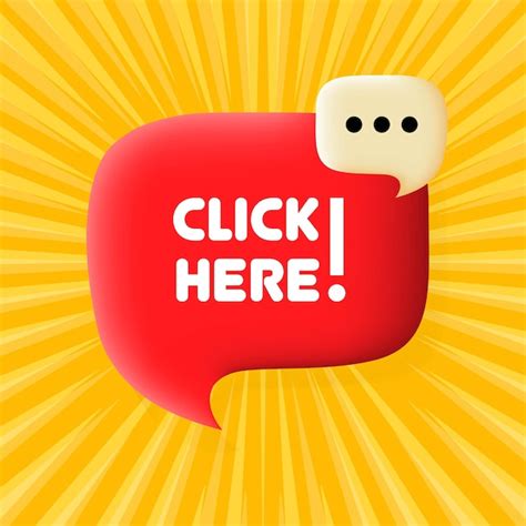 Premium Vector Click Here Banner Speech Bubble With Click Here Text