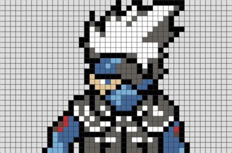 Kakashi Hatake Pixel Art Pixel Art Anime Dessin Pixel Grille Pixel Art