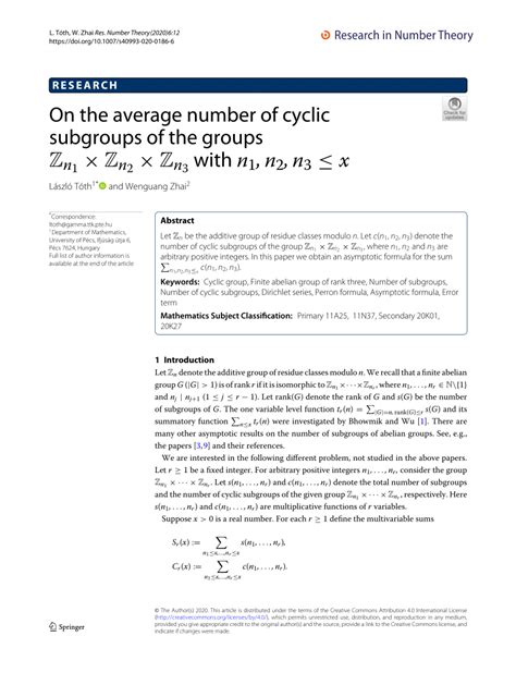 pdf on the average number of cyclic subgroups of the groups z {n 1} x z {n 2} x z {n 3} with n