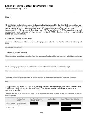 Fillable Online P12 Nysed Letter Of Intent Contact Information Form