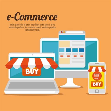 Concepto de comercio electrónico las compras en línea Vector Premium