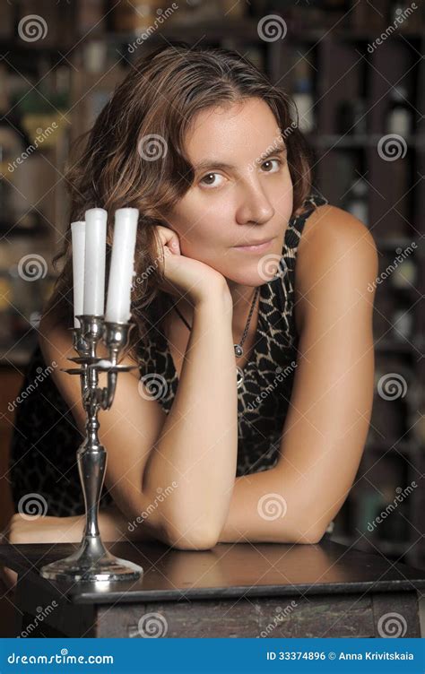 Woman With Candles Stock Photo Image Of Brunette Caucasian