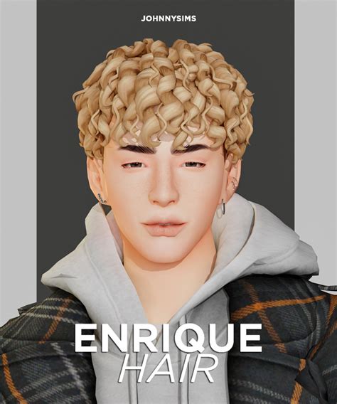Enrique Hair JohnnySims Sims 4 Curly Hair Sims Hair Sims 4 Hair Male