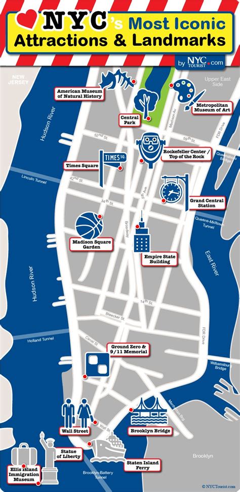 NYC S Most Iconic Attractions Landmarks Map New York City Map New