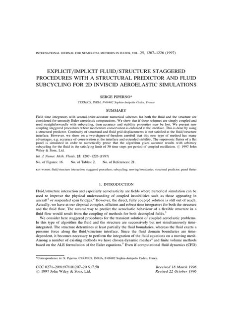 explicit implicit fluid structure staggered procedures pdf computational fluid dynamics