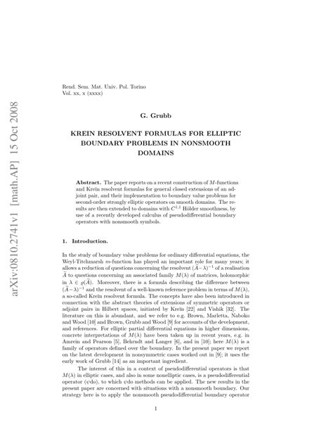 pdf krein resolvent formulas for elliptic boundary problems in nonsmooth domains