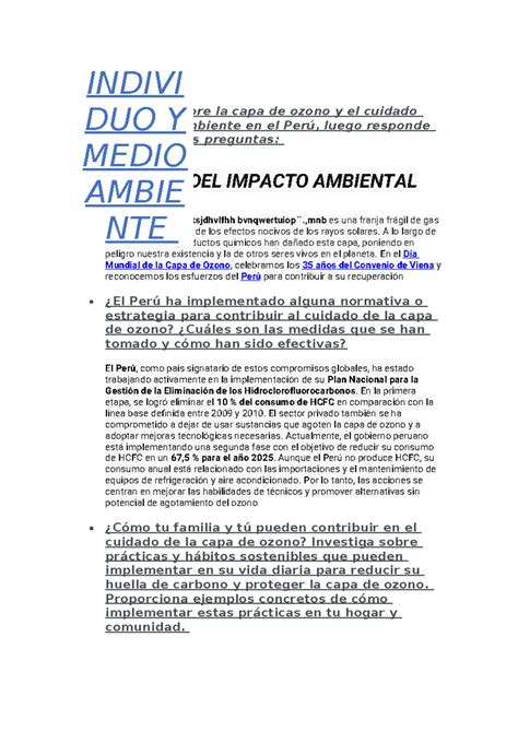 INDIVIDUO Y MEDIO AMBIENTE TS10 A Investiga Sobre La Capa De Ozono Y