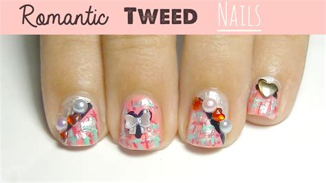 Romantic Tweed Nail Art For Short Nails Youtube