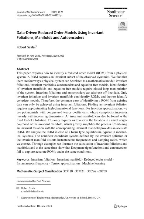 pdf data driven reduced order models using invariant foliations manifolds and autoencoders