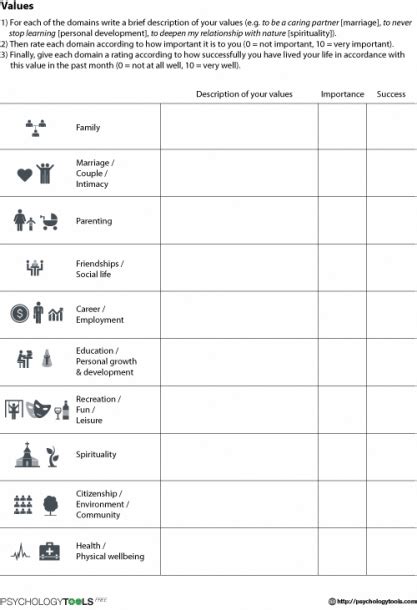 Values Therapy Worksheets