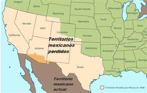 mapa de los territorios perdidos de México por Estados Unidos