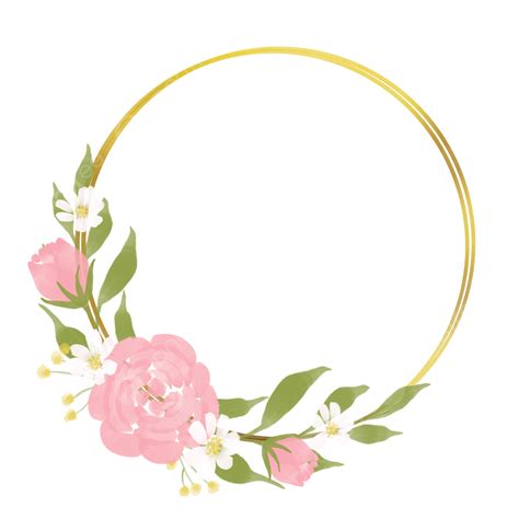 Double Circle Frame Hd Transparent Watercolor Floral Frame With Double