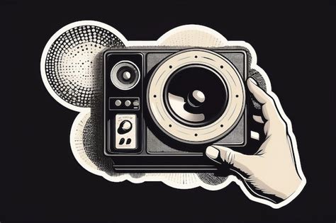 Premium Photo Halftone Loudspeaker In Hand Vintage Collage Element