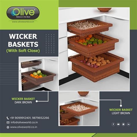 An Advertisement For Wicker Baskets With Soft Close And Wide Bins On
